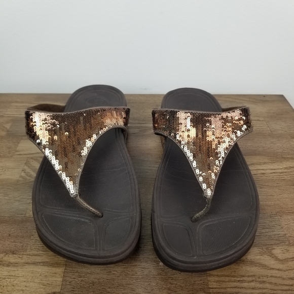 Fitflop | Shoes | Fitflop Electra Brown Sequin Orthopedic Platform Flip ...